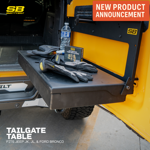 JK/JL/Bronco Tailgate Table - Textured Black - Smittybilt